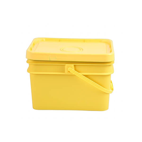 5.5 Gallon Yellow Rectangle Plastic Bucket with Tamper-proof Lid